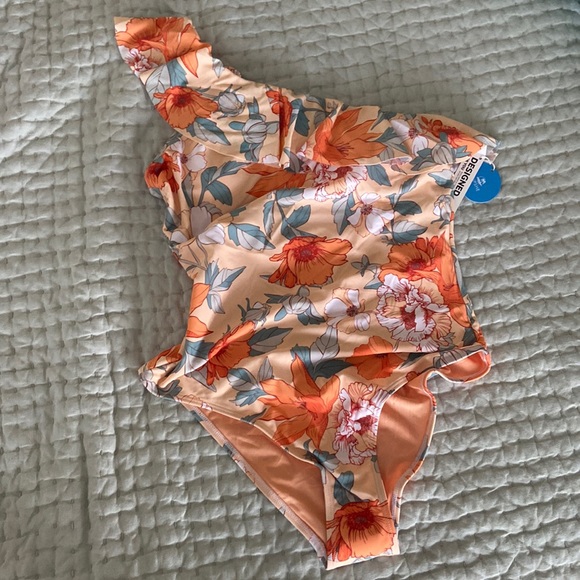Cupshe | Swim | One Arm Flora Swimsuit | Poshmark